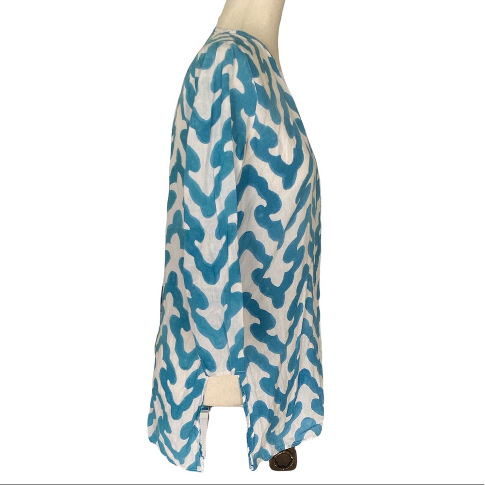 Roberta Roller Rabbit Turquoise Blue Tunic Top - Xs - Gem